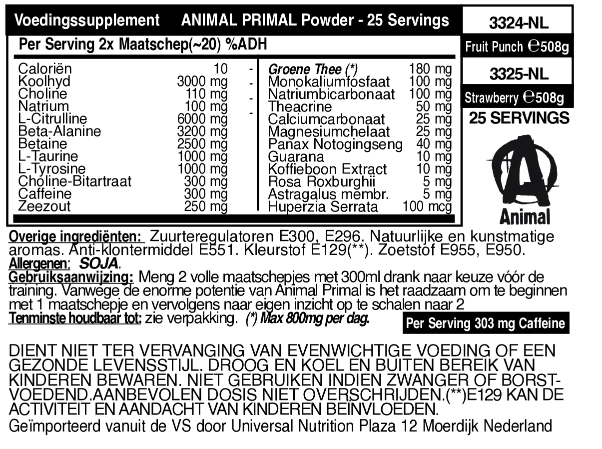 Animal Primal powder - Universal Nutrition Europe - Universal Sportvoeding